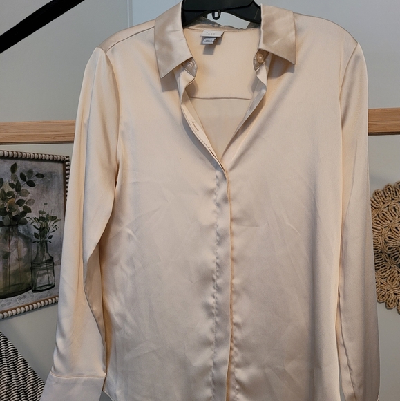Tops | Gorgeous Champagne Satin Blouse | Poshmark